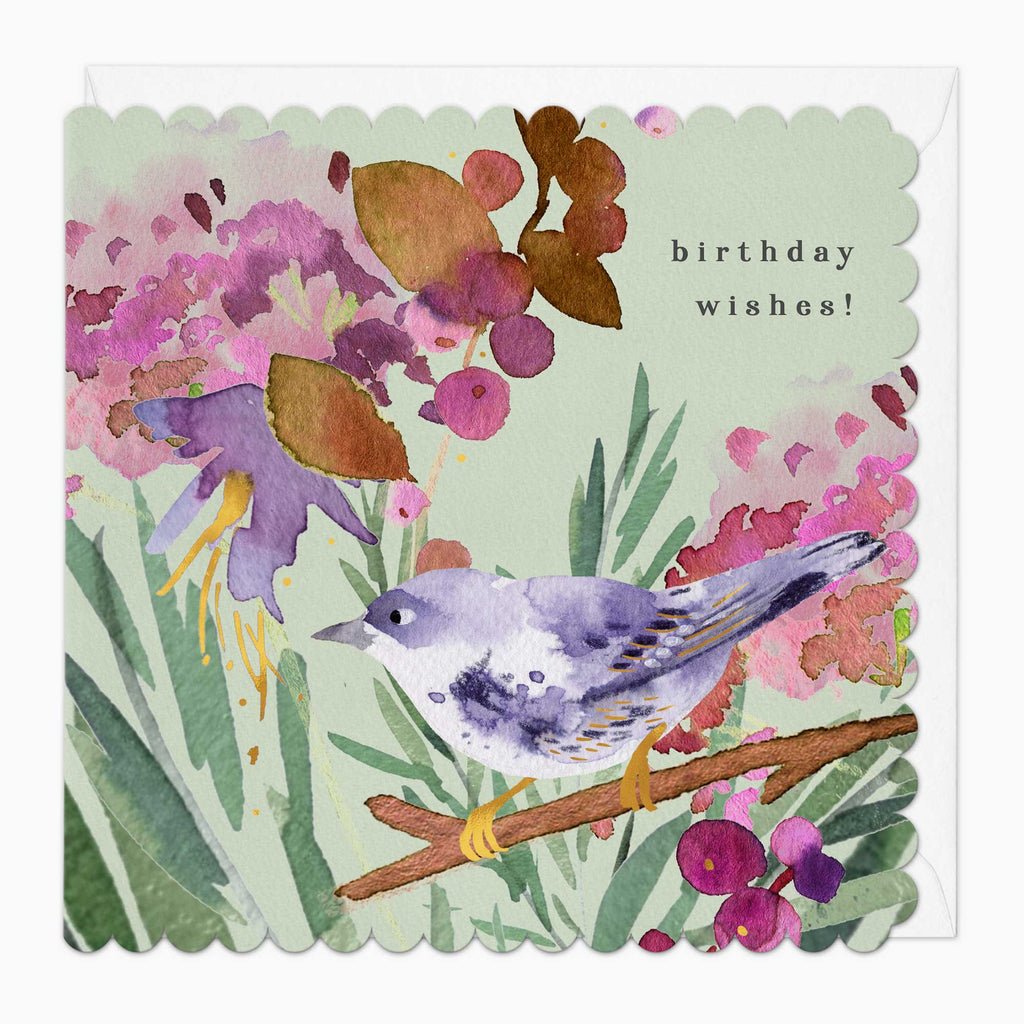 Watercolour Birthday Scalloped Wishes Card - Whistlefish | Whistlefish ...