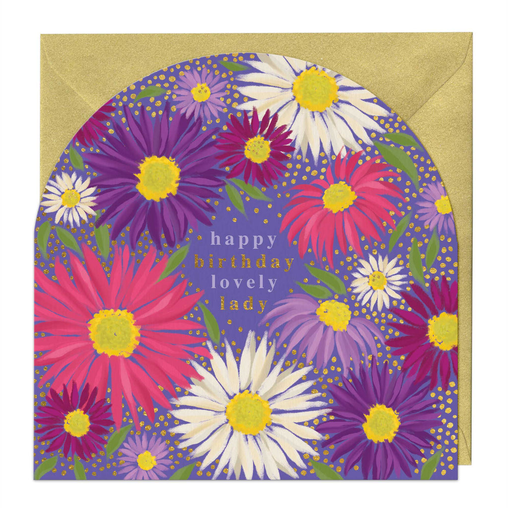Flowering Asters Birthday Arch Card - Whistlefish | Whistlefish Trade