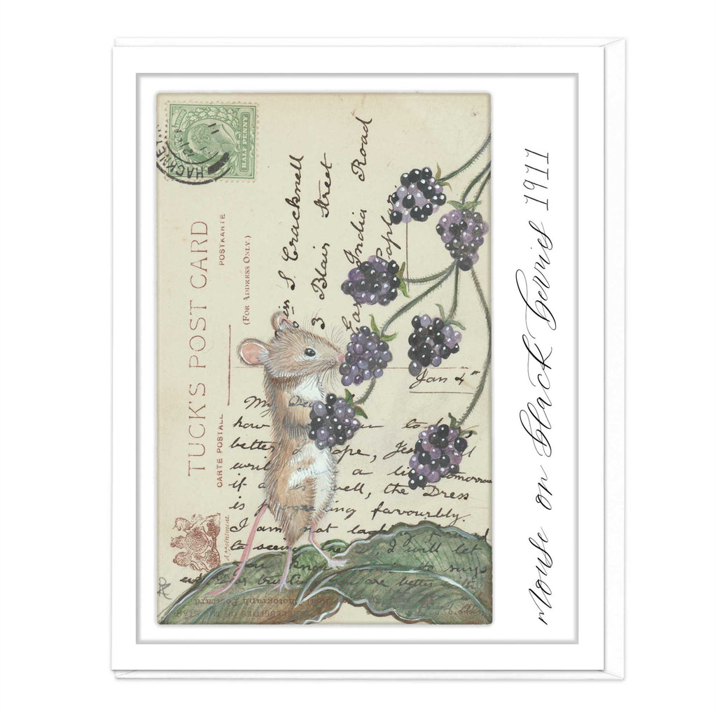 Blackberry Mouse Vintage Art Card - Whistlefish | Whistlefish Trade