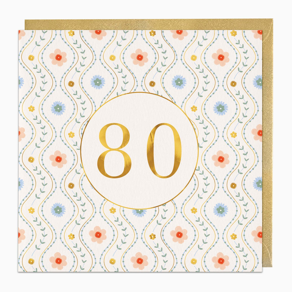 Floral 80 Birthday Card - Whistlefish | Whistlefish Trade