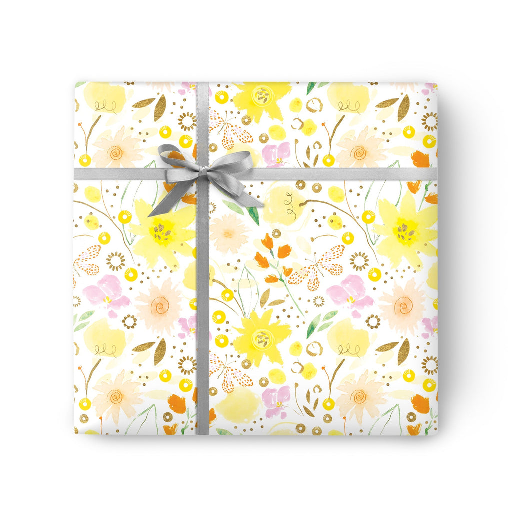 Mixed Floral Yellow Wrapping Paper - Whistlefish | Whistlefish Trade